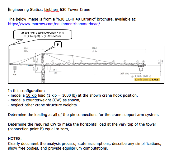 Solved Engineering Statics: Liebberr. 630 Tower Crane The | Chegg.com