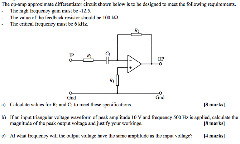 Solved The op-amp approximate differentiator circuit shown | Chegg.com