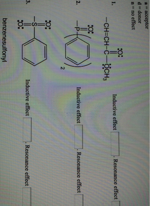 Solved a acceptor d = donor n = no effect CO: 1. Inductive | Chegg.com Solved a acceptor d = donor n = no effect CO: 1. Inductive | Chegg.com