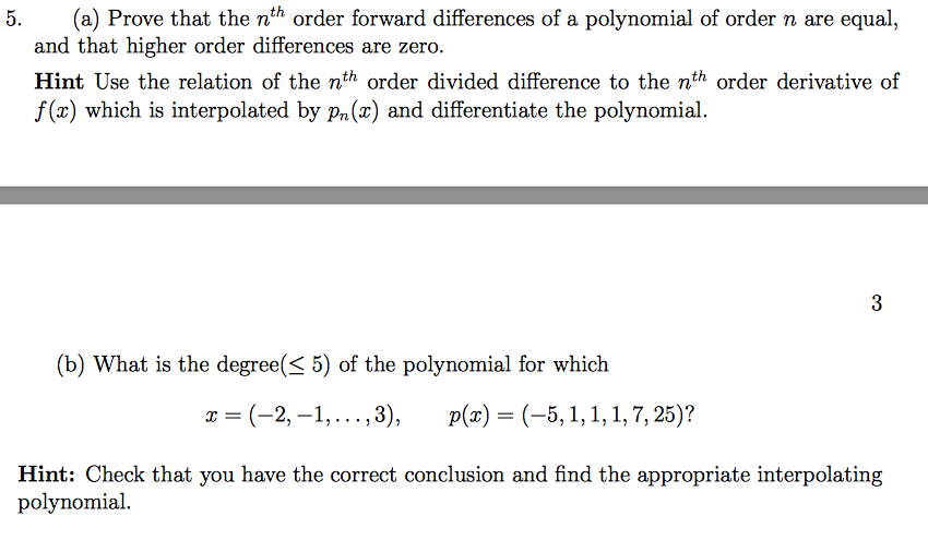 Solved (a) Prove that the nth order forward differences of a | Chegg.com