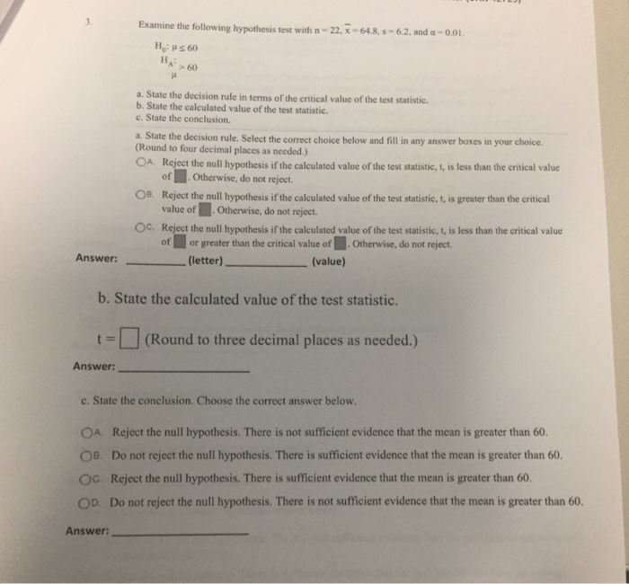 Solved Examine the following hypothesis test with n = 22. s | Chegg.com
