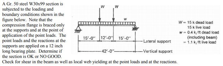 Solved A Gr. 50 steel W30x99 section is subjected to the | Chegg.com