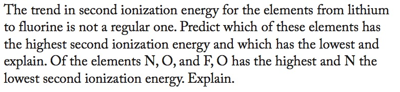 Solved The trend in second ionization energy for the | Chegg.com