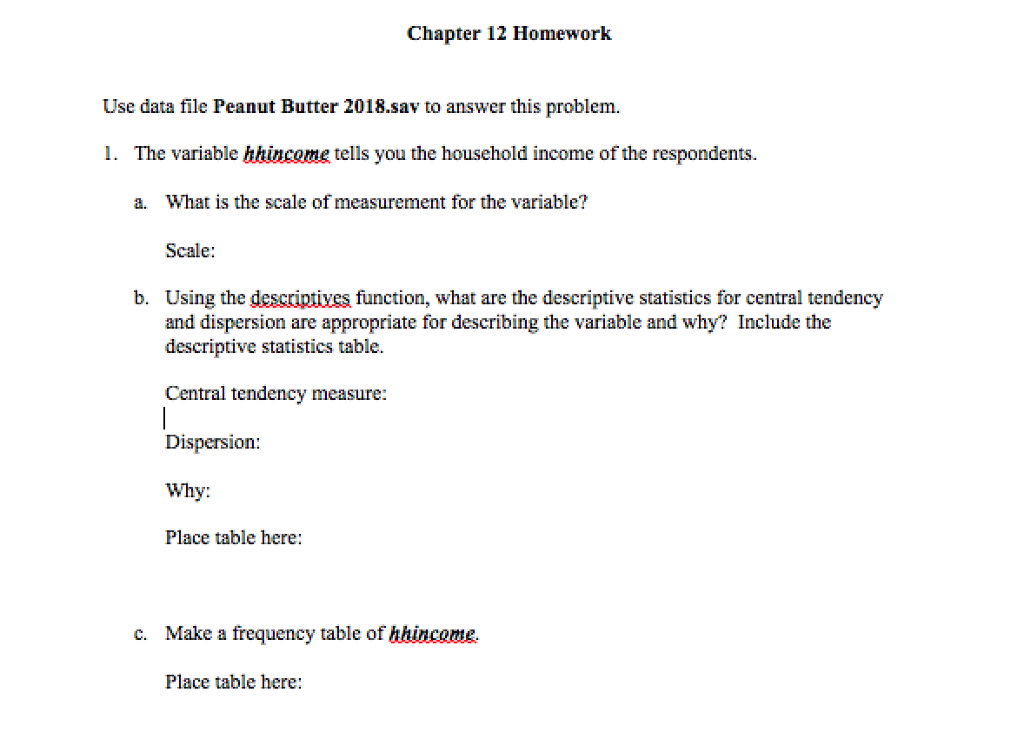 Chapter 12 Homework Use data file Peanut Butter | Chegg.com