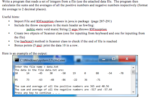 Solved Write a program that reads a set of integers from a | Chegg.com