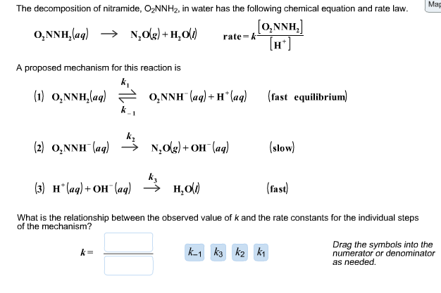 Solved The decomposition of nitramide, O_2NNH_2, in water | Chegg.com