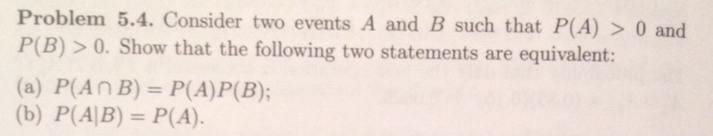 Solved: Problem 5.4. Consider Two Events A And B Such That... | Chegg.com