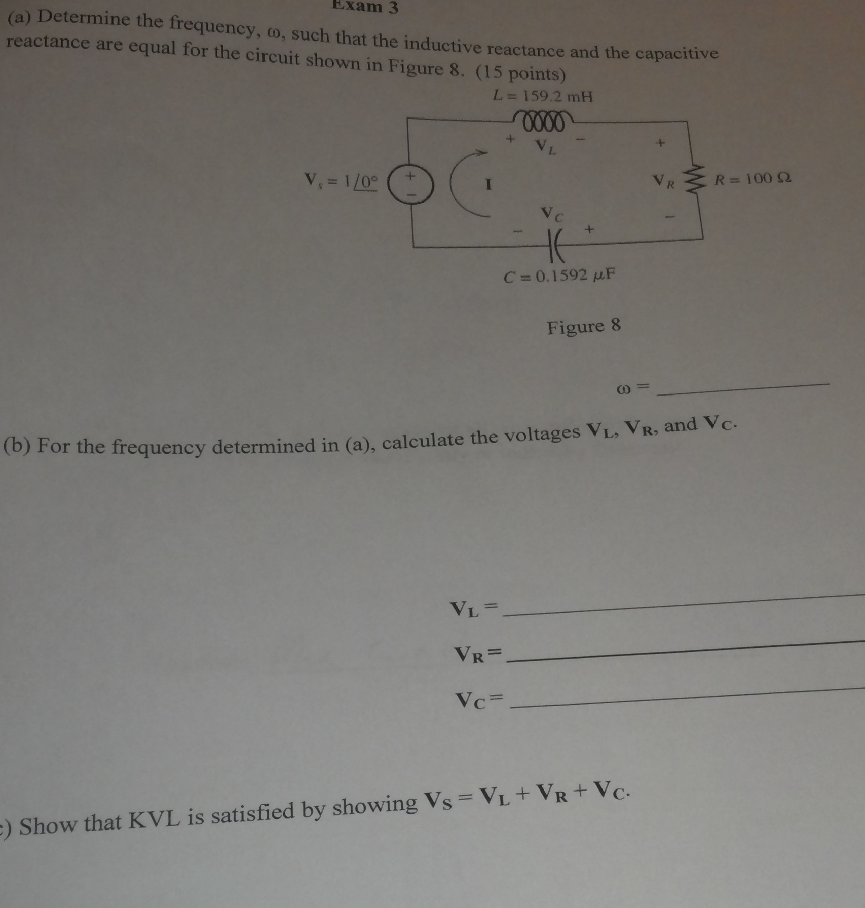 Solved Determine the frequency, omega such that the | Chegg.com
