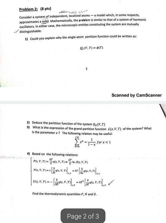 Solved Problem 2: (8 pts) Consider a system of independent, | Chegg.com