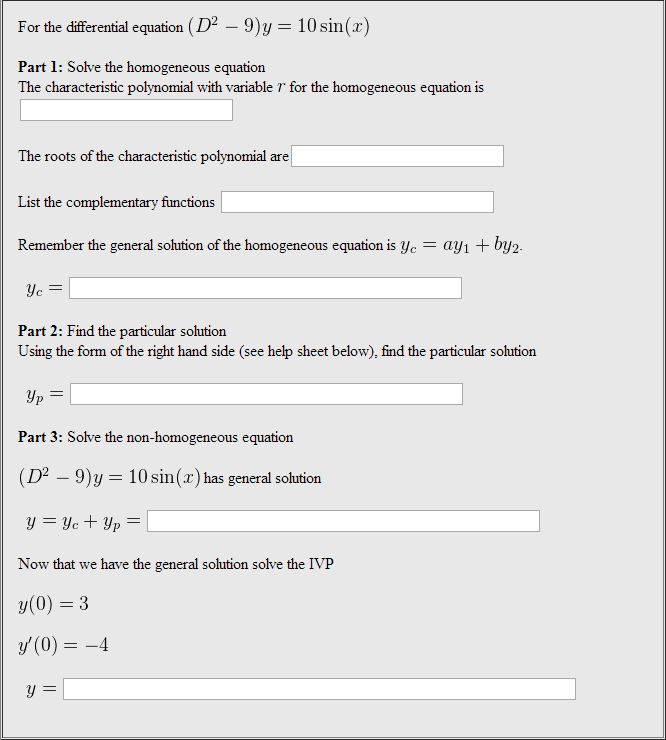 Solved solve the homogenous equation, find the particular | Chegg.com