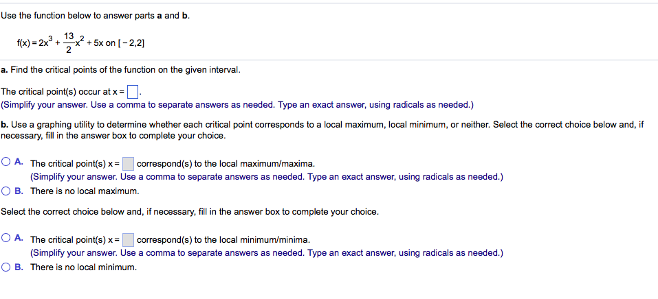Solved Use the function below to answer parts a and b. | Chegg.com