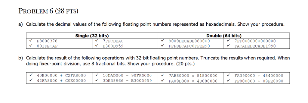 Solved Calculate the decimal values of the following | Chegg.com