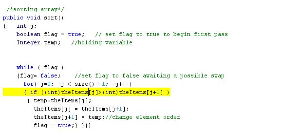 Solved sorting array public void sort int j boolean flag | Chegg.com