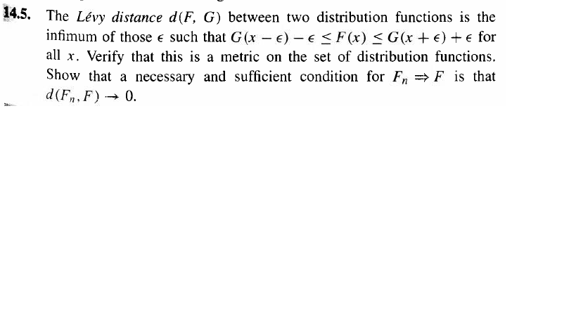 Solved 14.5. The Lévy distance d(F, G) between two | Chegg.com
