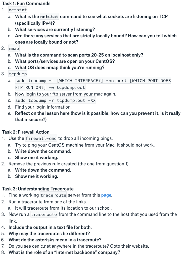 Solved Fun Commands 1. a. What is the netstat command to | Chegg.com