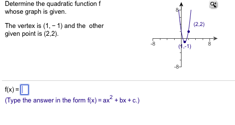 Solved Determine the quadratic function f whose graph is | Chegg.com