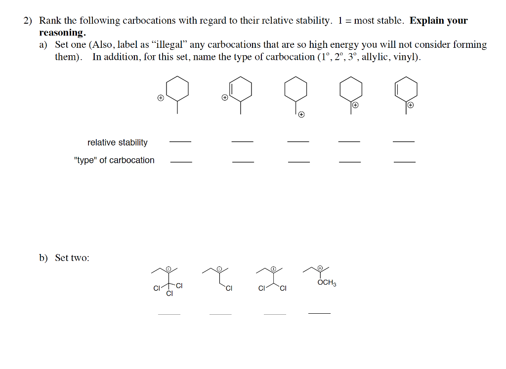 Solved Rank the following carbocations with regard to their | Chegg.com