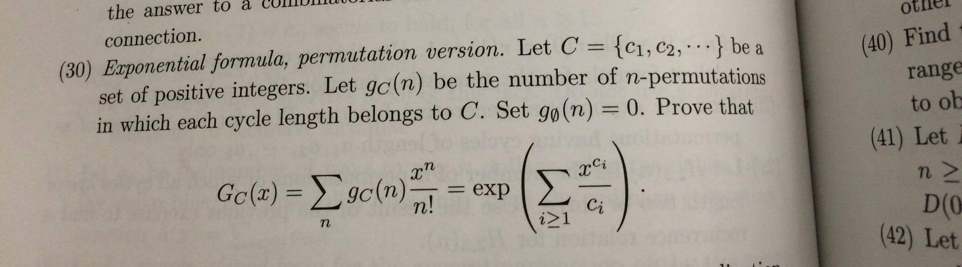 Solved Exponential formula, permutation version. Let C = | Chegg.com