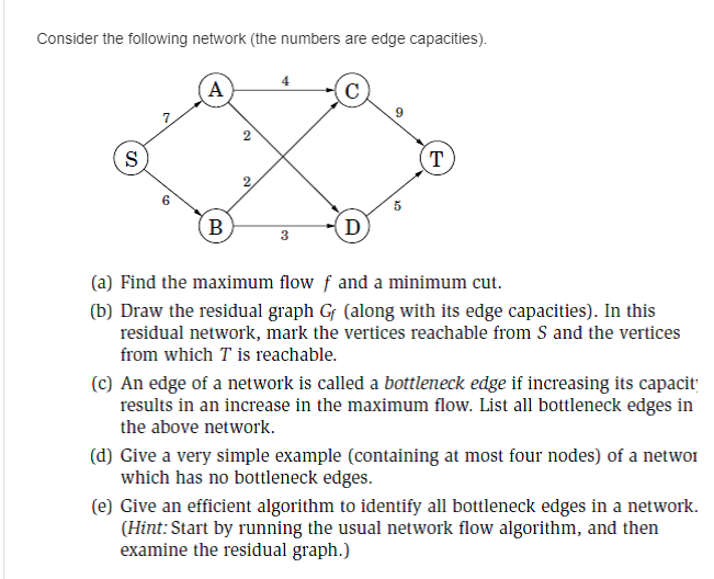 Solved Consider the following network (the numbers are edge | Chegg.com