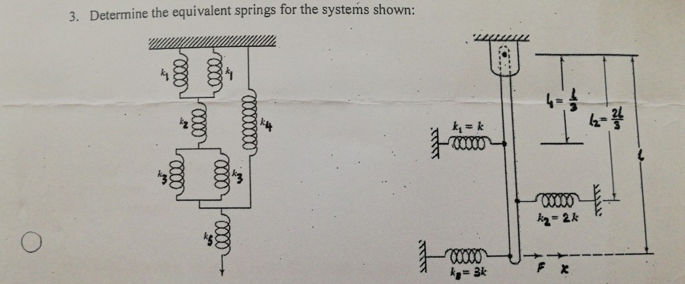 Solved 3. Determine the equivalent springs for the systems | Chegg.com