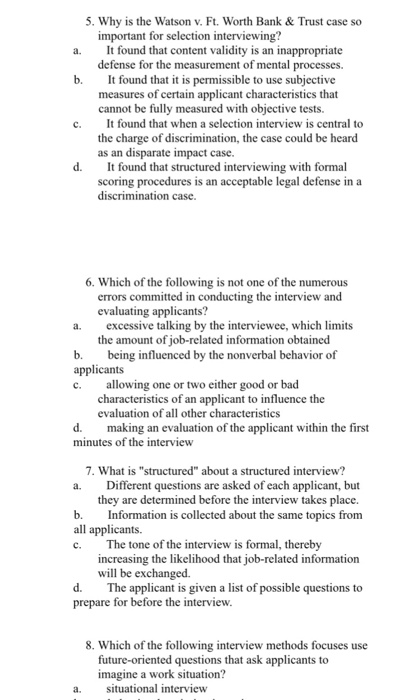 Solved Chapter 10 1. The scope of selection interviews | Chegg.com