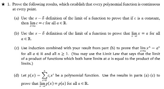 Solved * 1. Prove the following results, which cstablish | Chegg.com