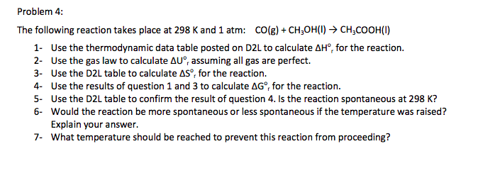 Solved The following reaction takes place at 298 K and 1 | Chegg.com