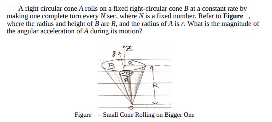 Solved A right circular cone A rolls on a fixed | Chegg.com