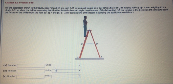 Solved For the stepladder shown in the figure, slides AC and | Chegg.com