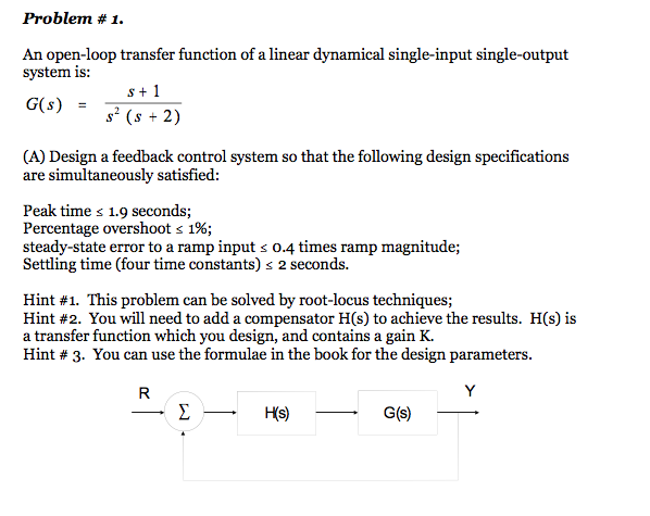 Solved An open-loop transfer function of a linear dynamical | Chegg.com