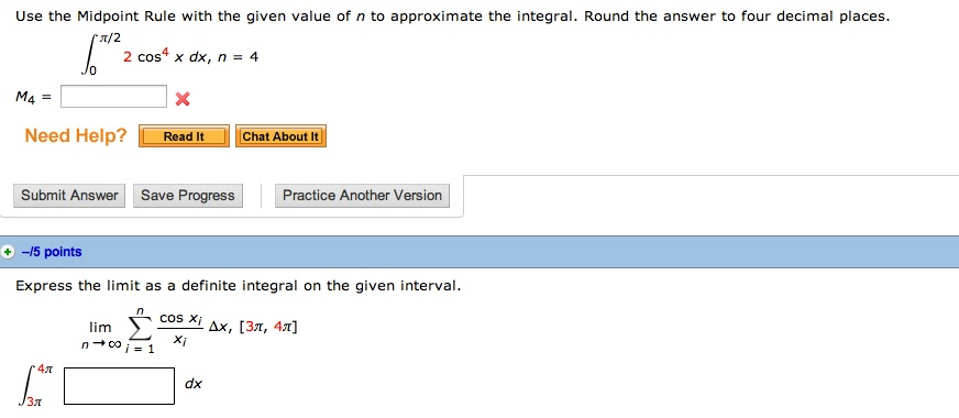 Solved Use the Midpoint Rule with the given value of n to | Chegg.com Solved Use the Midpoint Rule with the given value of n to | Chegg.com