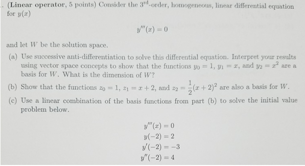 Solved (Linear operator, 5 points) Consider the 3"d order, | Chegg.com