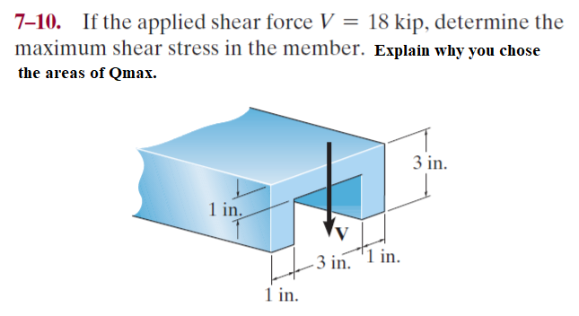 Solved 7-10. If the applied shear force V 18 kip, determine | Chegg.com