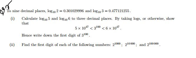 Solved o nine decimal places, log102 0.301029996 and logo | Chegg.com