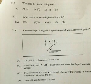 Solved Which has the highest boiling point? (A) Ar (B) Kr | Chegg.com