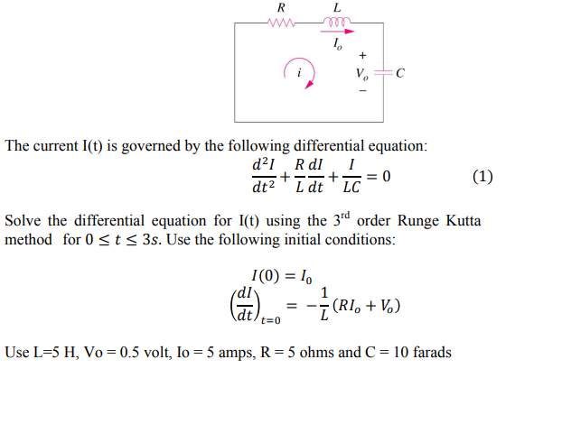 Solved The current I(t) is governed by the following | Chegg.com