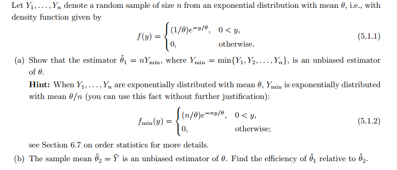 Solved Let Y1, . . . , y, denote a random sample of size n | Chegg.com