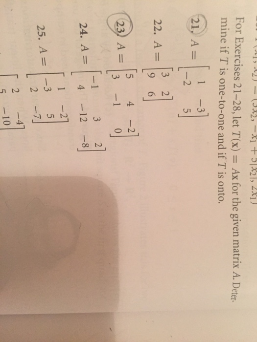 Solved For Exercises 21-28, let T(x) = Ax for the given | Chegg.com