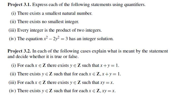 Solved Project 3.1. Express each of the following statements | Chegg.com