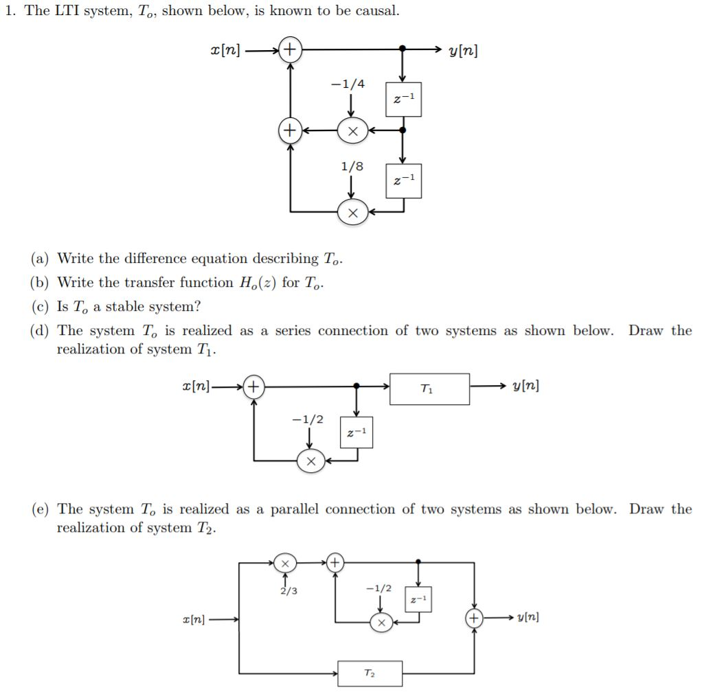 Solved 1. The LTI system. To, shown below, is known to be | Chegg.com