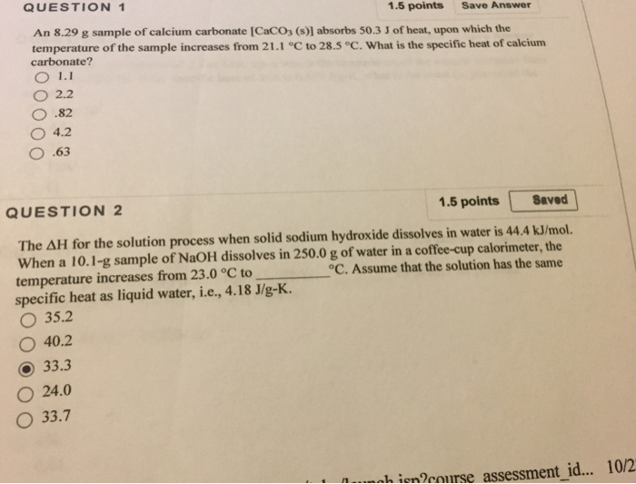 Solved An 8.29 g sample of calcium carbonate [CaCO_3 (s)] | Chegg.com