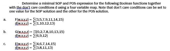 Solved Determine A Minimal Sop And Pos Expression For The