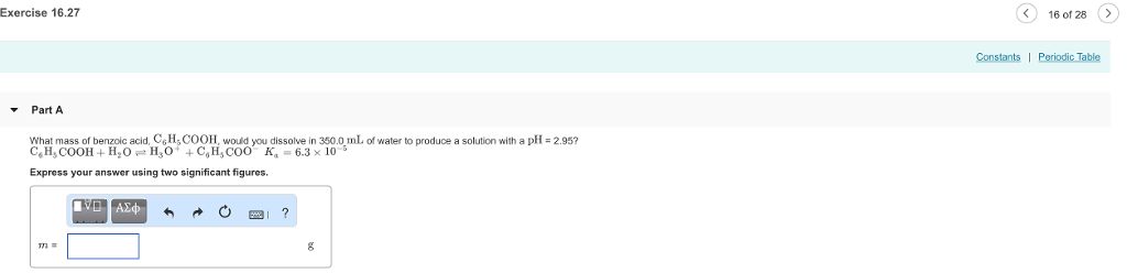 Solved Exercise 16.27 Constants Periodic Table | Chegg.com