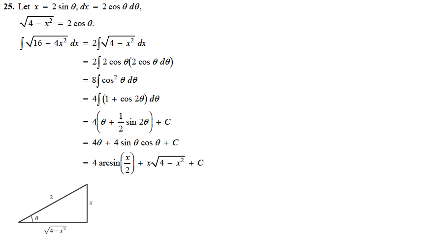 Solved Let x = 2 sin theta, dx = 2 cos theta d theta, = 2 | Chegg.com Solved Let x = 2 sin theta, dx = 2 cos theta d theta, = 2 | Chegg.com