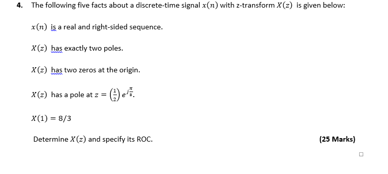 Solved The following five facts about a discrete-time signal | Chegg.com