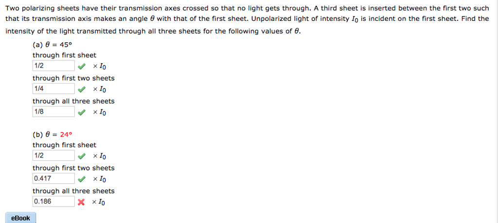 Solved Two polarizing sheets have their transmission axes | Chegg.com