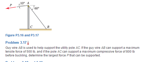 Solved Guy wire AB is used to help support the utility pole | Chegg.com