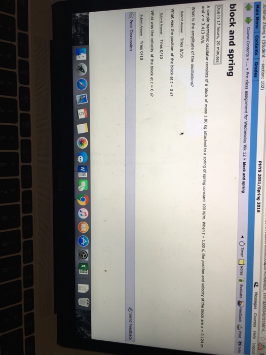 Solved A simple harmonic oscillator consists of a block of | Chegg.com