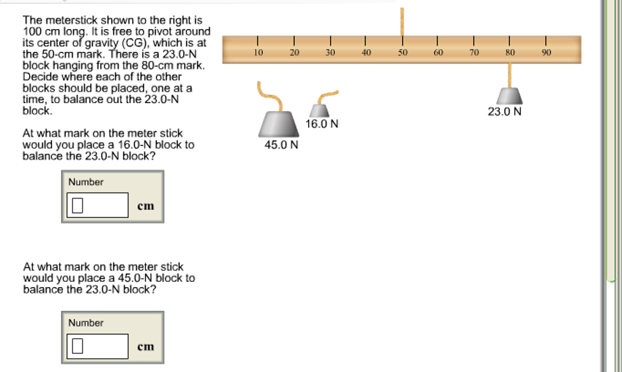 Solved The Meterstick Shown To The Right Is 100 Cm Long It Chegg