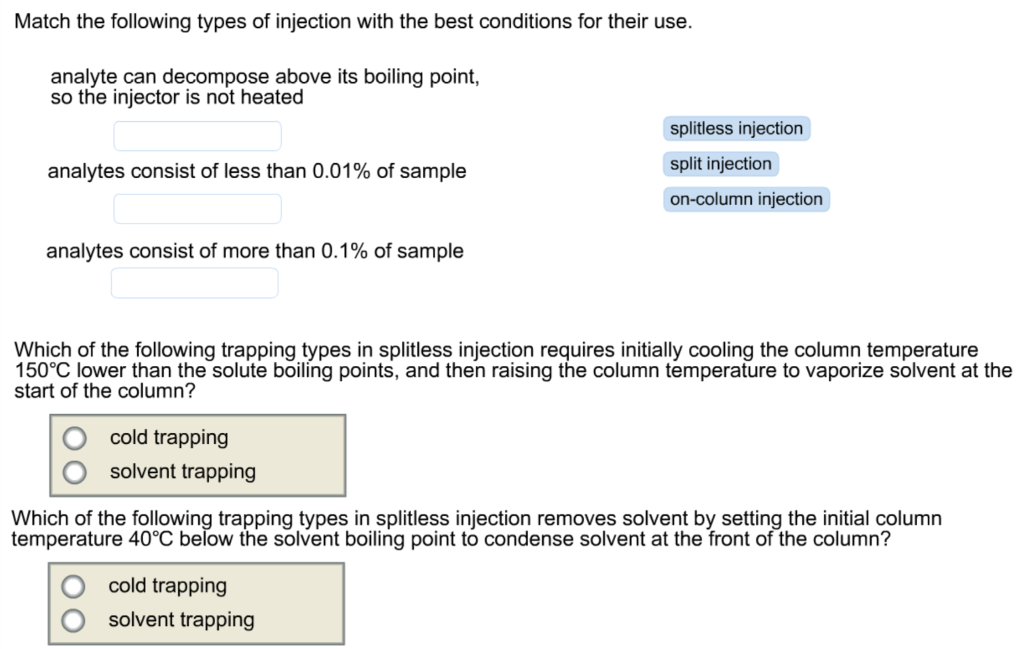 Solved Match the following types of injection with the best | Chegg.com